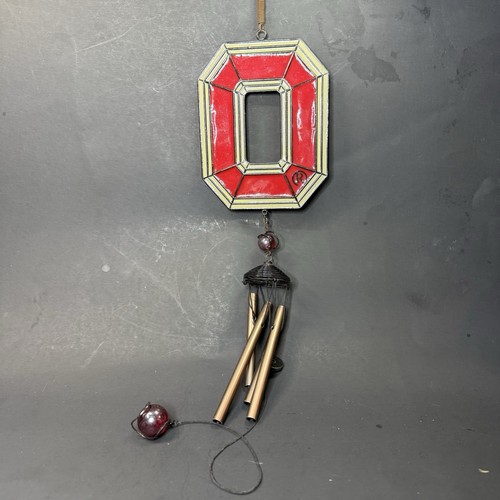 VTG Ohio State Stained Glass Wind Chime O Logo Red Marbles Licensed OSU ...