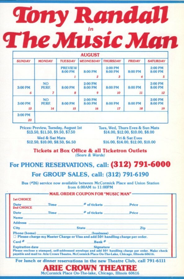 Tony Randall "MUSIC MAN" Meredith Willson / Arie Crown Theatre '78 ...