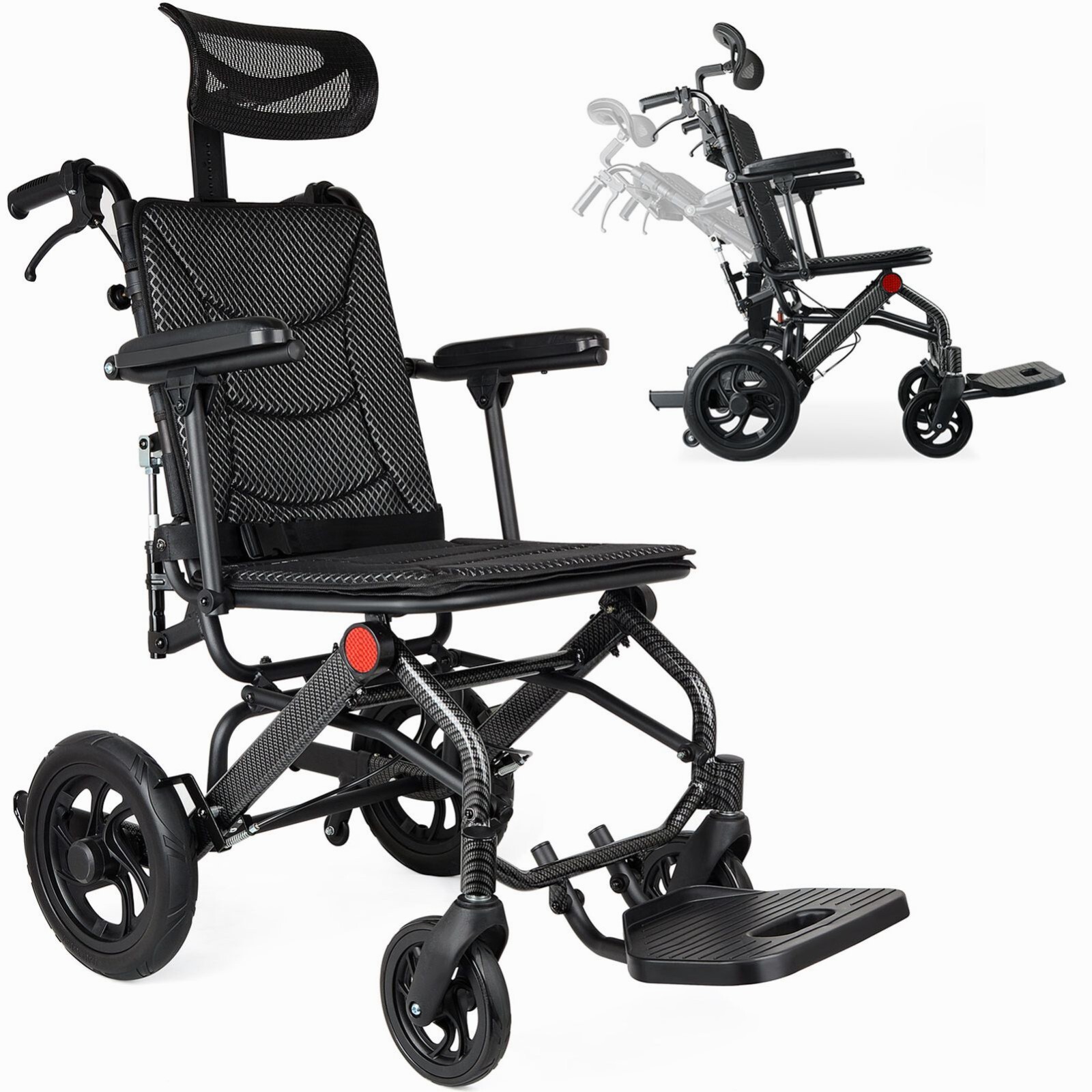 Reclining Wheelchair for Adults,Wheelchairs with High Back & Removable ...