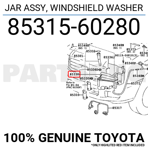 8531560280 Genuine Toyota JAR ASSY, WINDSHIELD WASHER 85315-60280 | eBay