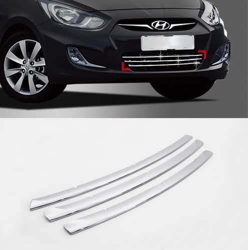 Chrome Radiator Grill Center Garnish 3p For 2011 2015 Hyundai Accent 4d ...