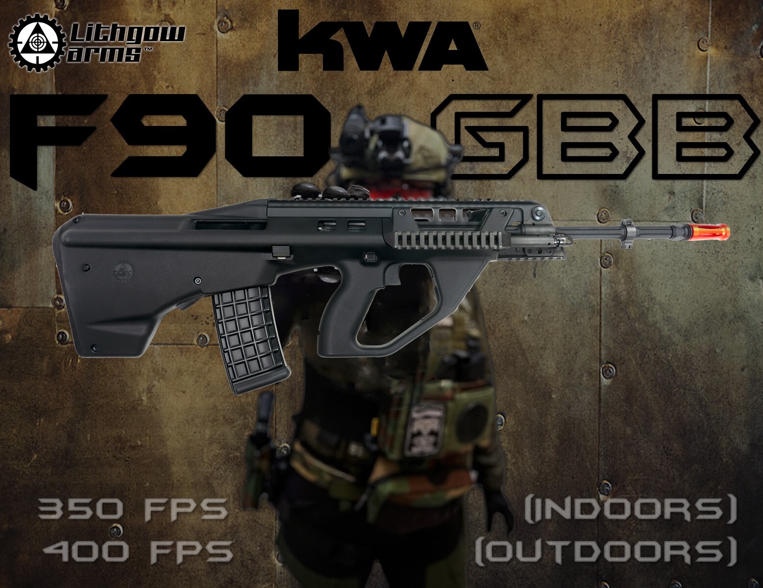 KWA Lithgow F90 Airsoft Gun Full Auto Bullpup, Gas Blowback Rifle (103 ...