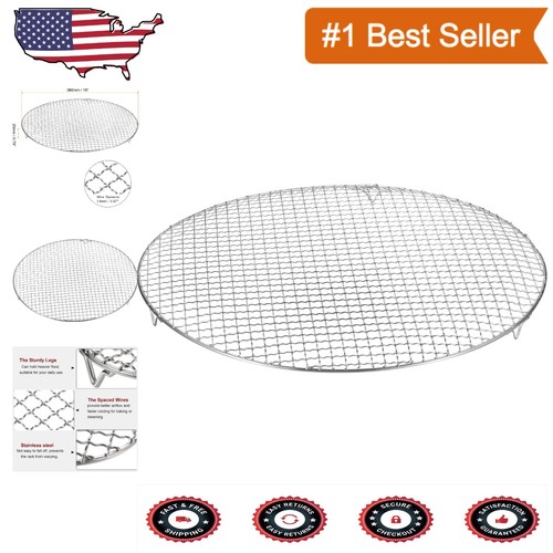Round 15-Inch Cooling Rack - Stainless Steel BBQ Grill Rack with Raised ...