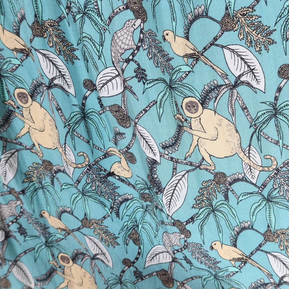 ROLLER RABBIT High Neck Jungle Print Tank Top Size XL Monkey Bird ...