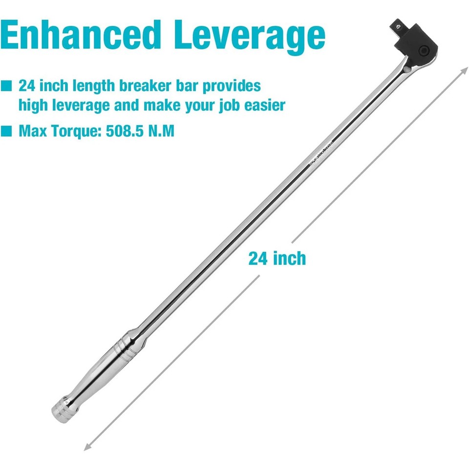 NEW 1/2" X 25" Breaker Bar Prototype Handle Chrome Plated Drop Forged ...