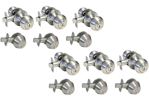 House Guard Entry Deadbolt Combo Door Knobs Locks Satin Nickel Keyed ...
