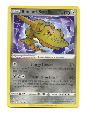 RADIANT STEELIX Pokemon 124/196 Rara HOLO Lost Origin English NM | eBay