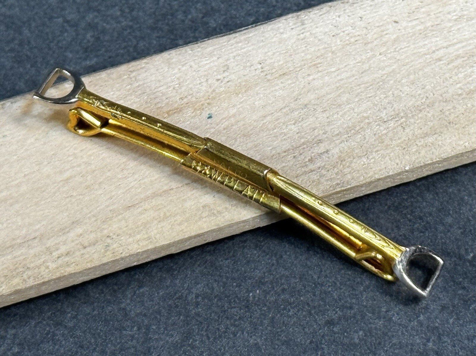 Vintage Swank Horse Bite Design Tie Bar Pair - Gem