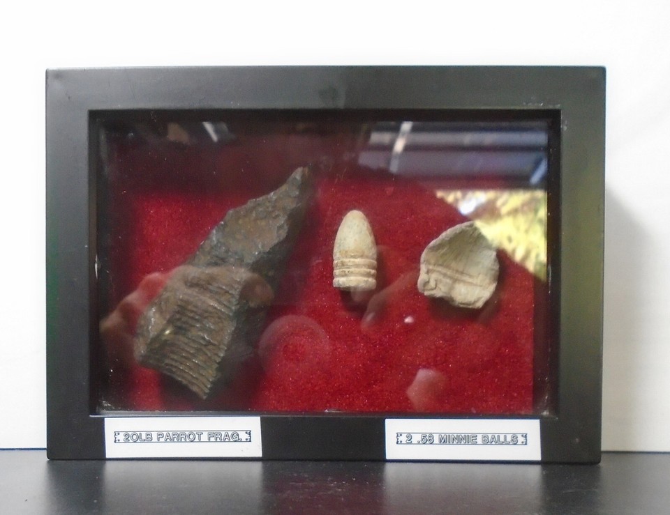 RARE CIVIL WAR 20lb Parrot shell fragment and 2- .58 cal minnie balls ...