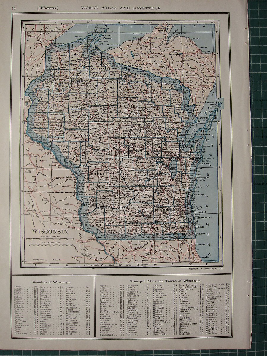 Wisconsin State Map With Cities And Towns