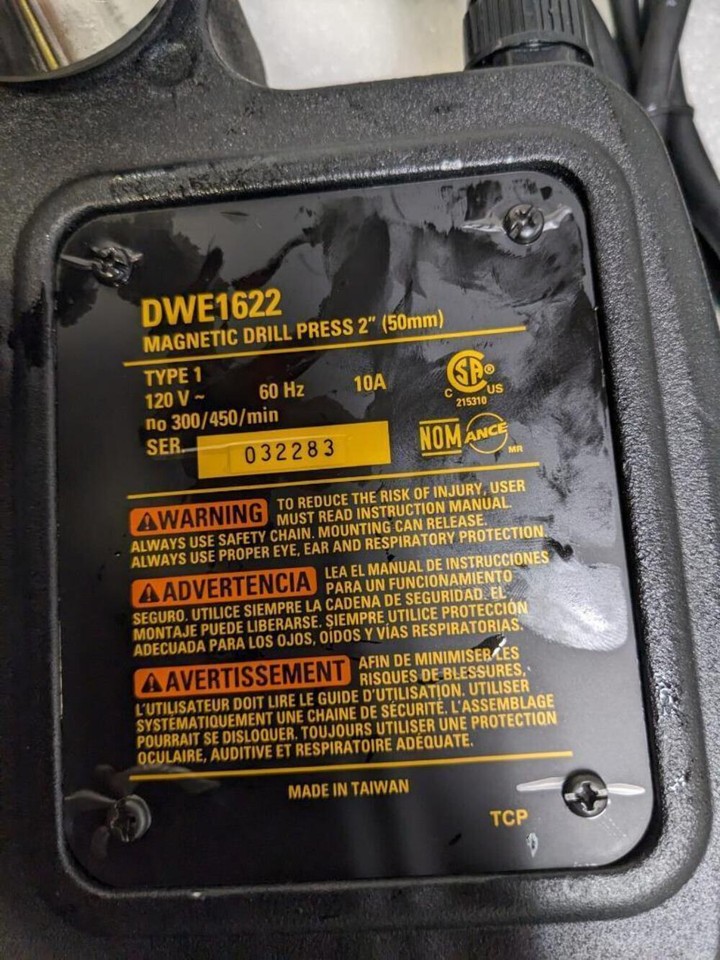 DEWALT DWE1622K MAGNETIC DRILL PRESS VAR SPEED 300-450RPM ELECTRO ...
