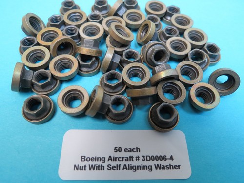 (50) Aerospace 1/4-28 Nuts With Captive Self Aligning Washer Boeing ...