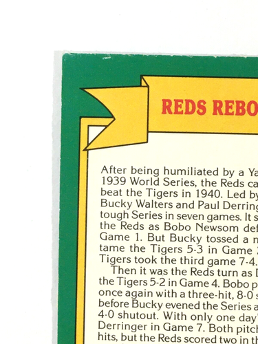 1991 Score - World Series Trivia Inserts #31 Cincinnati Reds for sale ...