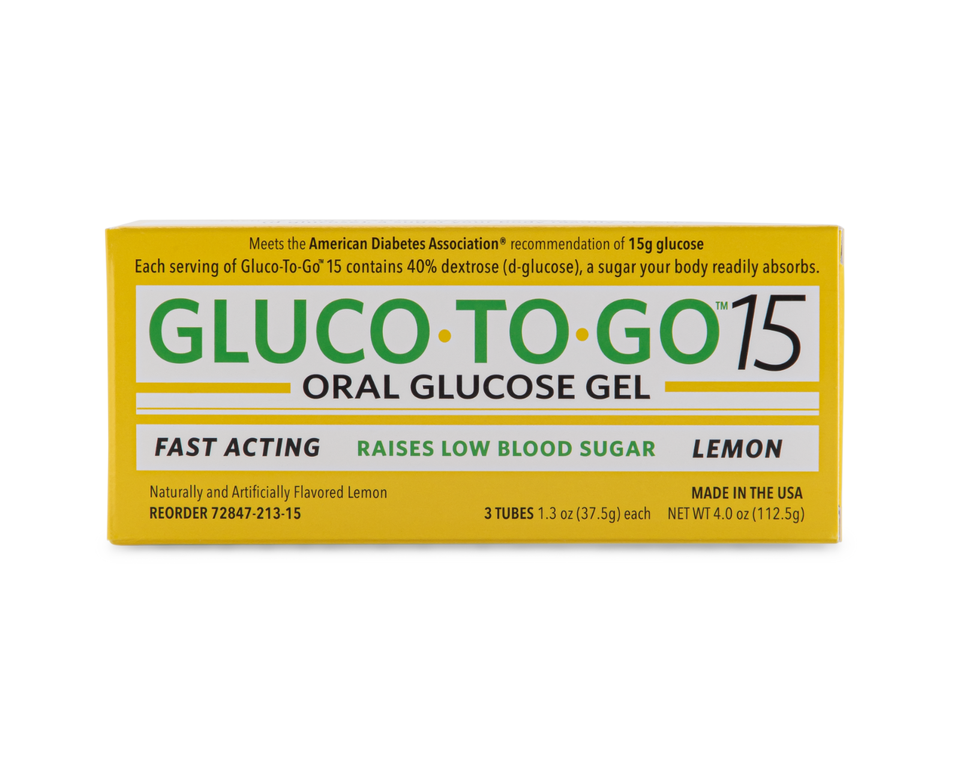 Gluco-To-Go 15 oral glucose gel (3 tubes 1.3 oz (37.5 g) each) Lemon ...