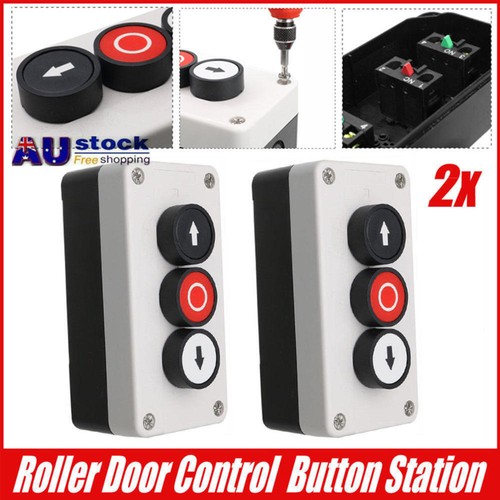 2Pcs Push Button Station Up Down Arrows w/Stop Button Hoist Roller Shutter Door | eBay