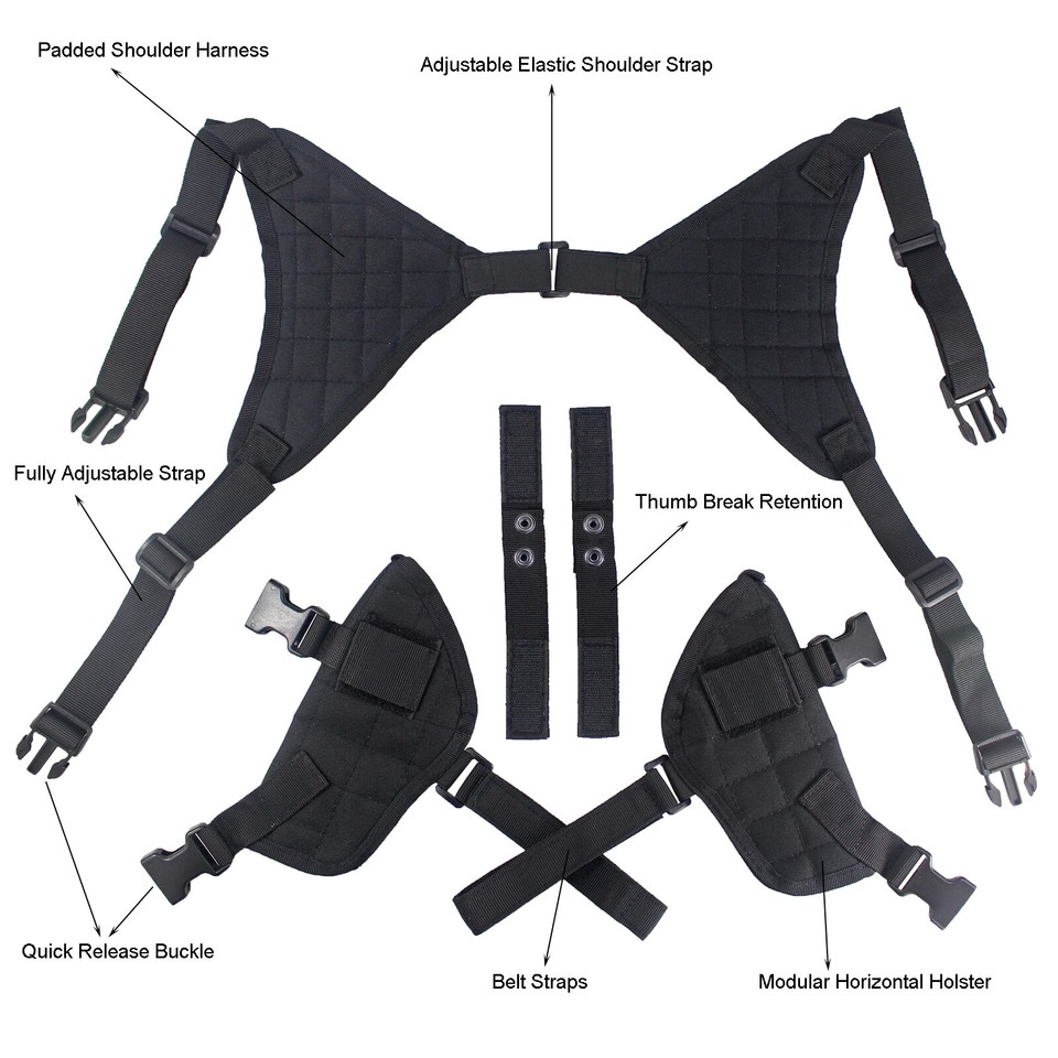 Tactical Double Gun Shoulder Holster Adjustable Horizontal Pistol ...