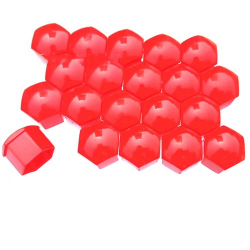 Red 17mm 20PCS Car Wheel Hub Nut Protective Cover Dustproof Snap In ABS ...