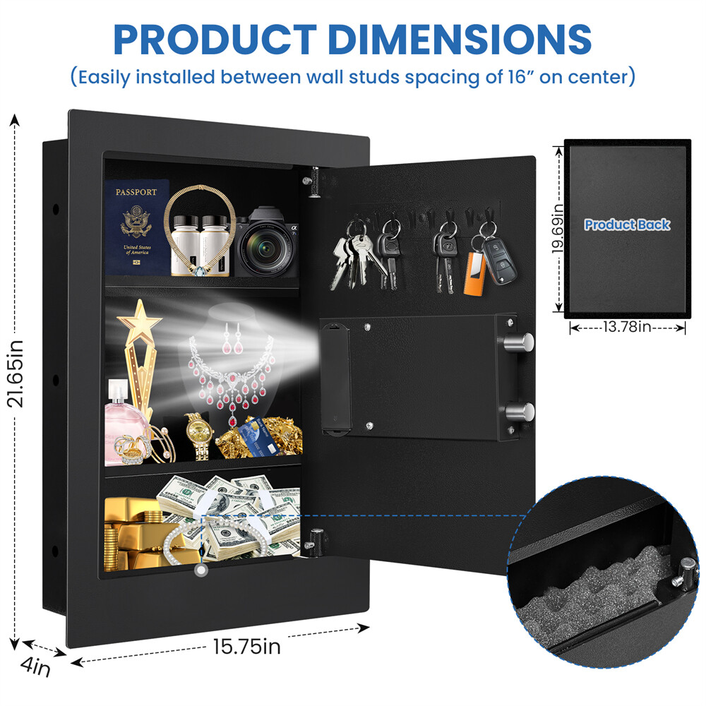 22" Tall Wall Safes Between the Studs 16" Centers, Hidden Wall Safe ...