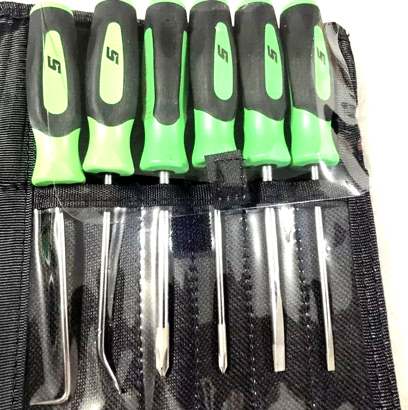 New Snap-on 12-piece GREEN Soft Grip Mini Screwdriver & Pick Set ...