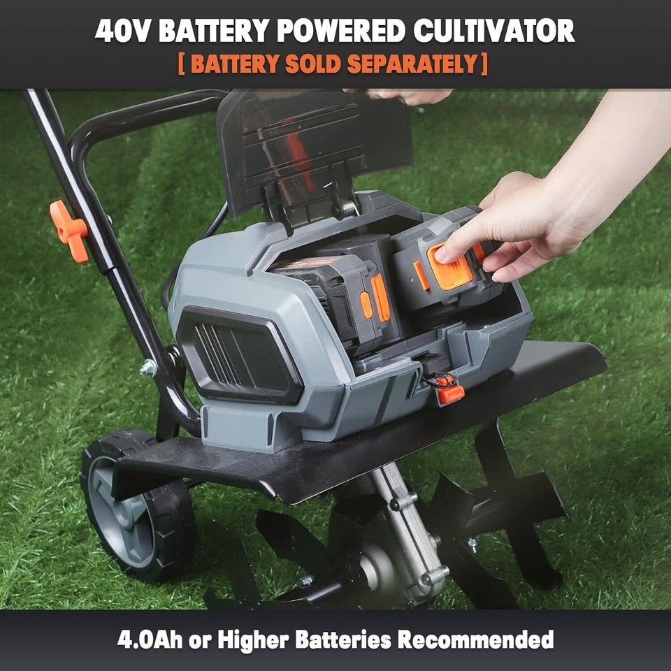 40V Cordless Tiller Cultivator Compatible with Dewalt 20V Battery(Tool ...