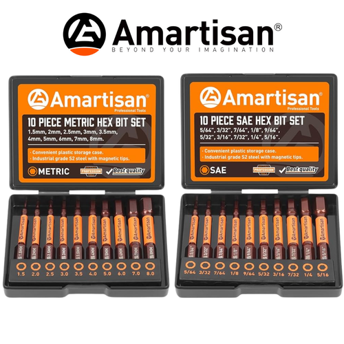 Amartisan 20-Pc Hex Head Drill Bit Set – Metric & SAE S2 Steel Allen ...