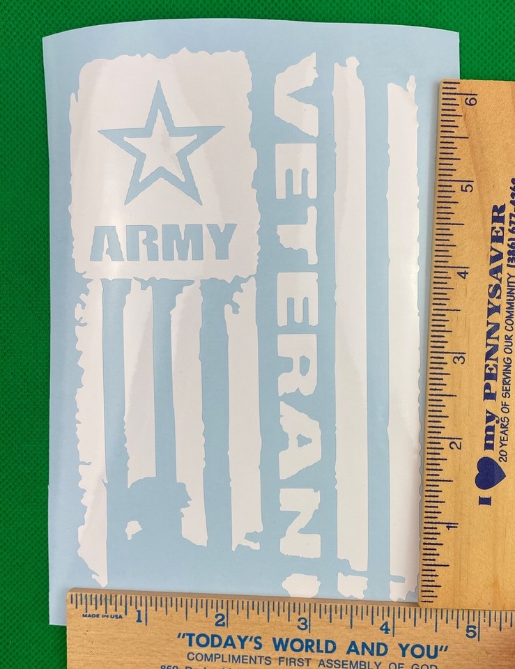 Army Veteran Flag White Vinyl Decal Sticker Window Car Electronics New ...