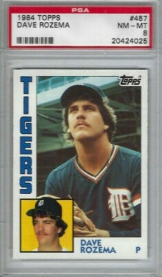 1984 Topps baseball card #457 Dave Rozema, Detroit Tigers graded PSA 8 ...