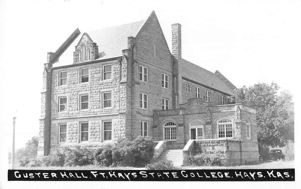 Hays Kansas State College Custer Hall Real Photo Antique Postcard ...