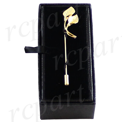 New in box Men's Suit brooch chest metal leaf shape Gold lapel pin ...