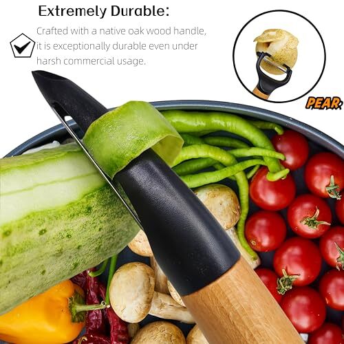4 Pack Vegetable Peelers for Kitchen, Y Wooden Potato Peeler Set for ...