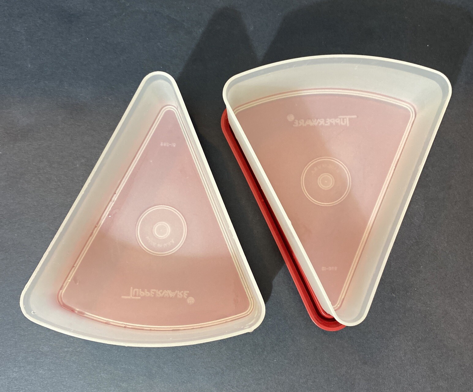Tupperware-2- #269 Pie Slice Wedge Keeper Containers With Red Lid | eBay UK