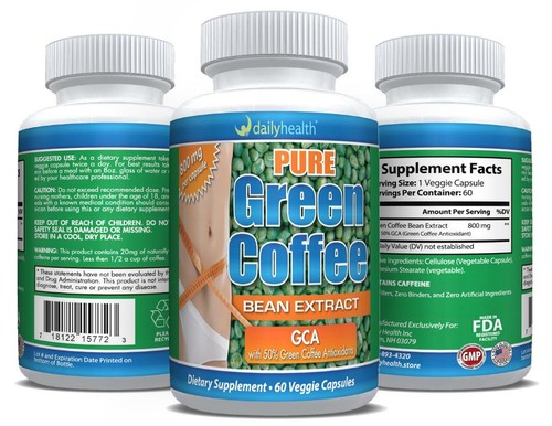 Pure Green Coffee Bean Extract 800mg w/ GCA Chlorogenic Acid Not SVETOL ...