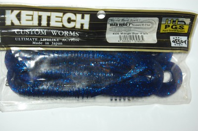 keitech mad wag 7" bass worm texas carolina rig soft plastic midnight ...