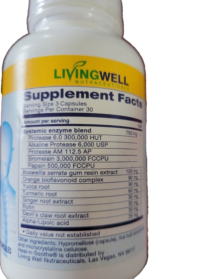 LivingWell Nutraceuticals Heal-N-Soothe Systemic- Enzyme Formula 90 ...