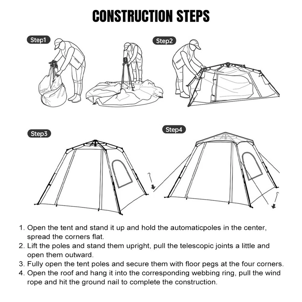 Camping Tent -3-4-Person Easy Pop Up Tent with 2 Doors -UPF50 ...