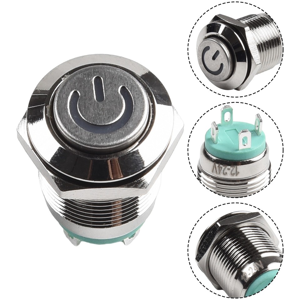 Power Button Switch Switch Normally Open Red Self-reset Silver Contact ...