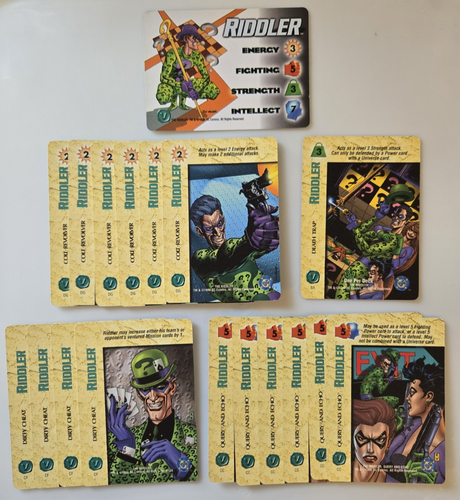 Vintage DC Comics Overpower The Riddler Hero + 4 Specials 17 Cards RARE ...