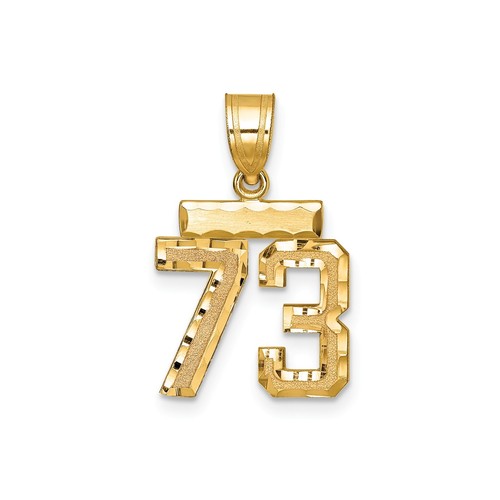 14k Yellow Gold Number 73 Pendant Bold Textured Jersey Charm for Men ...