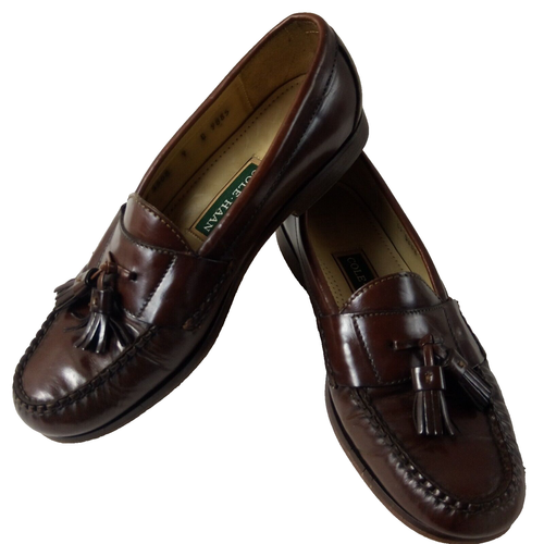 Cole Haan Memory Flex Comfort Brown Leather Slip-On Tasseled Loafer ...