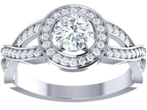 Designer Halo Set Solitaire Ring SI1 G Round Diamond Prong Set 1.00 Ct ...