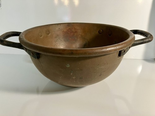 Antique Copper Cauldron Pot Candy Apple Butter Kettle Bowl Cast Handles ...