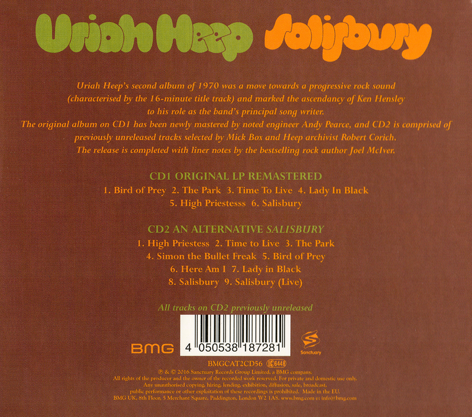 Uriah Heep ~ Salisbury (1971) Deluxe 2CD 2016 Sanctuary Records UK ...