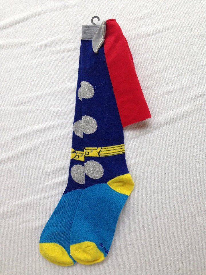 Marvel Super Hero Knee Socks Thor with Wings and Cape Ladies Sz 4 -10 ...