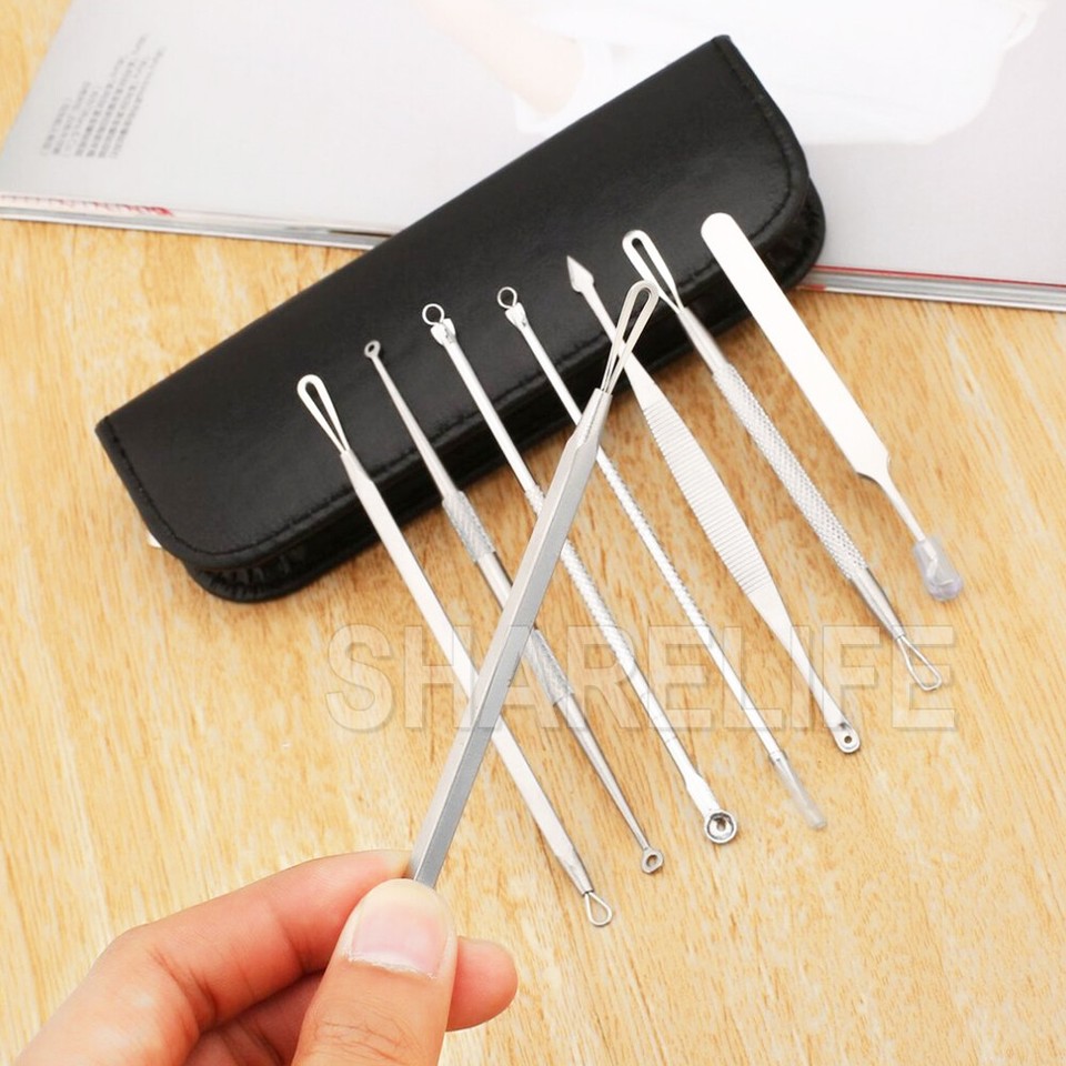 8Pcs Set Blackhead Extractor Tool Remover Pimple Blemish Comedone Kit ...