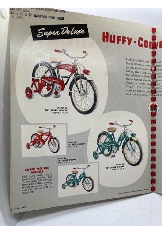 20” Vintage 1954 HUFFY Model 67 Super Deluxe CONVERTIBLE Girls’ Bike ...