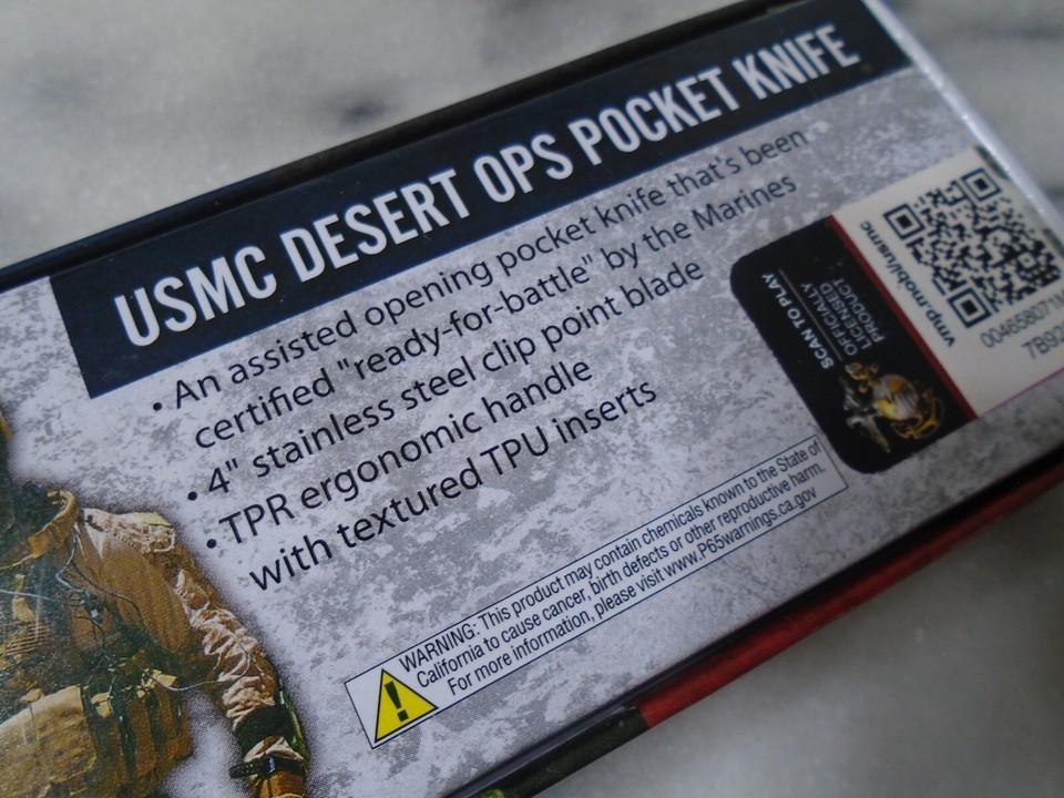 USMC Marines Desert Ops Assisted Open Pocket Knife Folder 8 3/4" OA ...