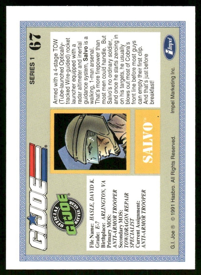 Salvo 1991 G.I. Joe Impel Card #67 (NM) | eBay
