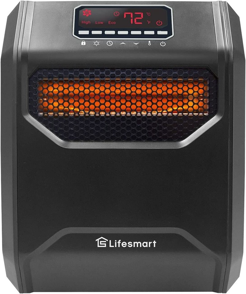 Lifesmart 1500W 6-Element Infrared Heater with Plasic Cabinet & Remote ...