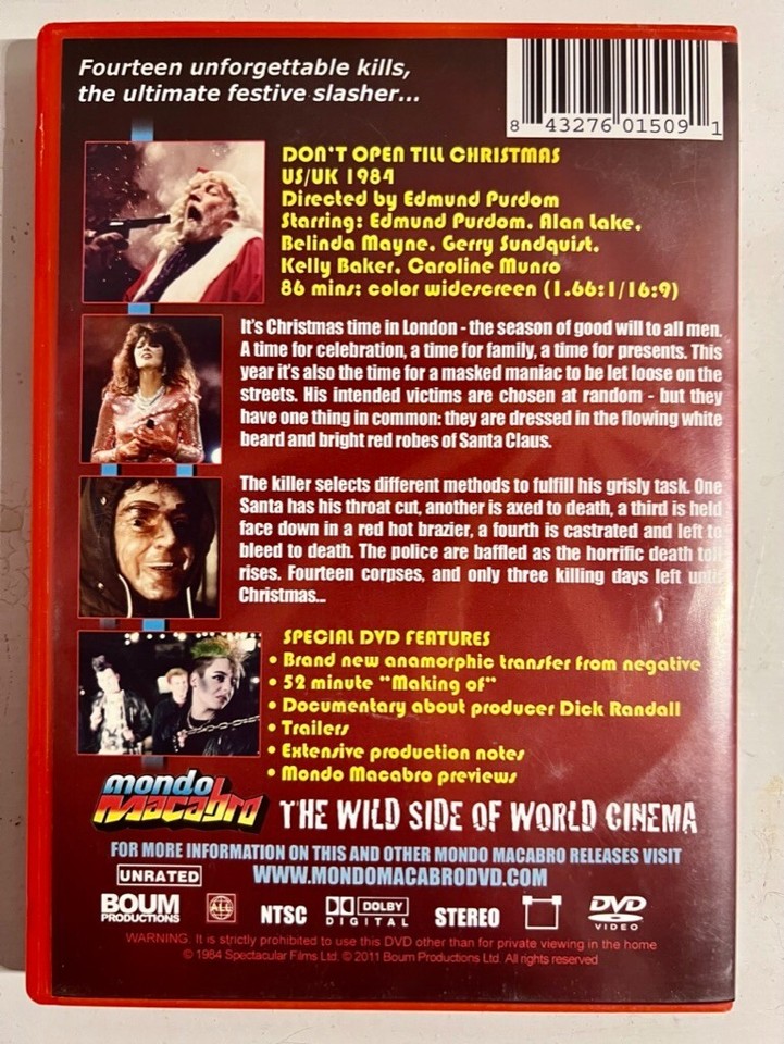 Don't Open Till Christmas (1984) (DVD, Mondo Macabro, 2011) Edmund ...
