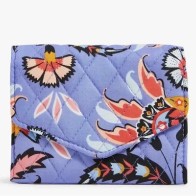 Vera Bradley NWT RFID Mini Tri-Fold Wallet in Mural Garden Purple ...